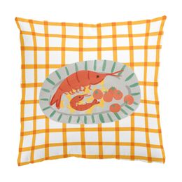 Bilderwelten Dekokissen Kissenbezug orange Kulinarisch Vintage - Vintage Italien Garnelen - Getr&auml;nke Sofakissen Bezug & F&uuml;llung in 40x40 50x50 60x60