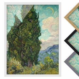 Kunstdruck mit Rahmen Vincent van Gogh - Zypressen