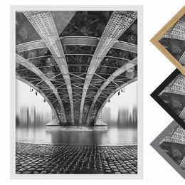Bilderwelten Bild mit Rahmen Stadt einzigartig modern inkl. Rahmung - Under The Iron Bridge - Skylines Wohnzimmer Schlafzimmer