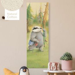 Bilderwelten Leinwandbild - Hochformat Wassili Waschb&auml;r - Wassili und Sibelius gehen angeln