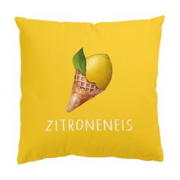 Bilderwelten Dekokissen gelb Fotomontage - Sonnengelb - Zitroneneis - Lustig Sofakissen Bezug & F&uuml;llung in 40x40 50x50 60x60