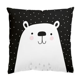 Bilderwelten Dekokissen schwarz Tiere Illustration - Tierpark mit Mustern - Eisb&auml;r - B&auml;r Kinderzimmer M&auml;dchen Jungen in 40x40 50x50 60x60