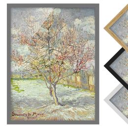 Bilderwelten Bild mit Rahmen - Hochformat Vincent van Gogh - Bl&uuml;hende Pfirsichb&auml;ume