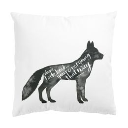 Bilderwelten Dekokissen schwarz weiss Tiere modern Aquarell - Tiere mit Weisheit - Fuchs - Spr&uuml;che Sofakissen Bezug & F&uuml;llung in 40x40 50x50 60x60