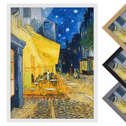 Bilderwelten Bild mit Rahmen originell gelb modern inkl. Rahmung - Vincent van Gogh - Caf&eacute;-Terrasse in Arles - Skylines Wohnzimmer Schlafzimmer