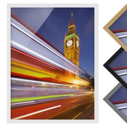 Bilderwelten Bild mit Rahmen - Hochformat Verkehr In London am Big Ben bei Nacht