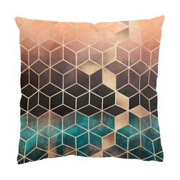 Bilderwelten Dekokissen Kissenbezug t&uuml;rkis originell Abstrakt Aquarell - T&uuml;rkis Ros&eacute; goldene Geometrie - Geometrisch Sofakissen Bezug-in 40x40 50x50 60x60