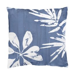 Bilderwelten Dekokissen blau originell Tropisch - Tropische Bl&auml;tter Indigo II - Pflanzen Sofakissen Bezug & F&uuml;llung in 40x40 50x50 60x60