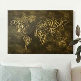 Bilderwelten Leinwandbild - Querformat Kreide Weltkarte