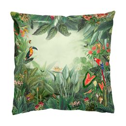 Bilderwelten Dekokissen bunt Blumen Tropisch - Vintage Bunter Dschungel - Pflanzen Sofakissen Bezug & F&uuml;llung in 40x40 50x50 60x60