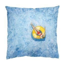 Bilderwelten Dekokissen Kissenbezug blau originell Abstrakt - Treibenlassen - Bett Couch Sofakissen Bezug & F&uuml;llung in 40x40 50x50 60x60