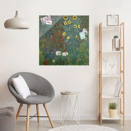 Bilderwelten Glasbild - Quadrat Gustav Klimt - Garten Sonnenblumen