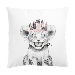 Bilderwelten Dekokissen schwarz weiss Tiere modern Aquarell - Tier Party - Tiger - Tiger Kinderzimmer M&auml;dchen Jungen in 40x40 50x50 60x60
