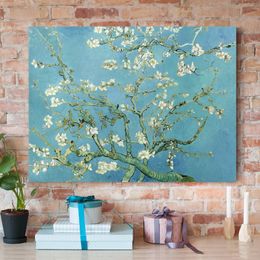Bilderwelten Leinwandbild Vincent van Gogh Mandelbl&uuml;te - Baum Ast Bl&uuml;ten auf Blau - Bilder Leinwand moderne Wandbild Wohnzimmer Schlafzimmer - S-XXL