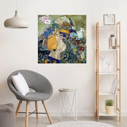 Bilderwelten Glasbild originell modern blau Glas Wandbild - Gustav Klimt - Baby (Wiege) - Deko Wohnzimmer Schlafzimmer