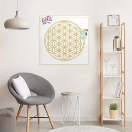 Bilderwelten Glasbild Spirituell modern einzigartig Glas Wandbild - Blume des Lebens Ocker Gelb - Deko Wohnzimmer Schlafzimmer