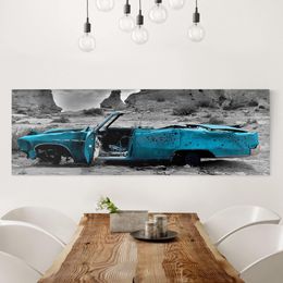 Bilderwelten Leinwandbild - Panorama T&uuml;rkiser Cadillac
