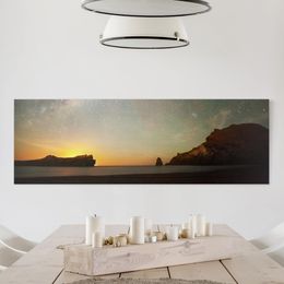 Bilderwelten Leinwandbild - Panorama Sternenhimmel &uuml;ber dem Meer