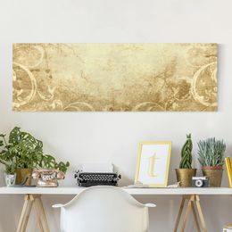 Bilderwelten Leinwandbild - Panorama Pergament mit Ornamentik