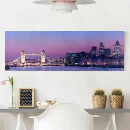 Bilderwelten Leinwandbild - Panorama Tower Bridge in London at Night