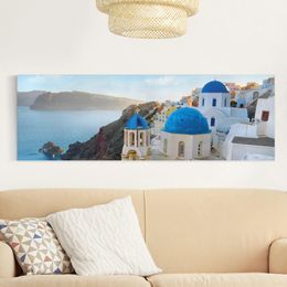 Bilderwelten Leinwandbild - Panorama Santorini