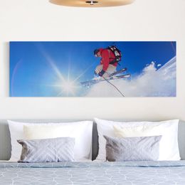 Bilderwelten Leinwandbild - Panorama Skisprung