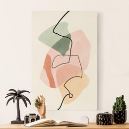Bilderwelten Leinwandbild Pastell Collage mit schwarzer Linie
