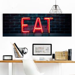 Bilderwelten Leinwandbild Eat - Neonsign