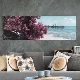 Bilderwelten Leinwandbild - Panorama Paradies Strand Isla Mujeres