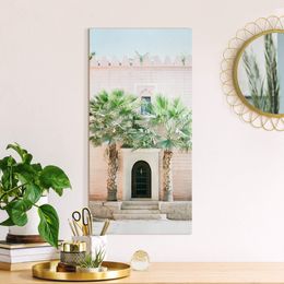 Bilderwelten Leinwandbild Tropisch Kunstdruck rosa - Marokkanisches Tor - Wandbild XXL Wohnzimmer Schlafzimmer