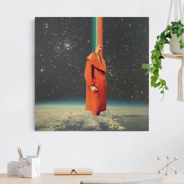 Bilderwelten Leinwandbild originell Fotomontage Kunstdruck schwarz - Weltraum Regenbogen Portr&auml;t - Wandbild XXL Wohnzimmer Schlafzimmer