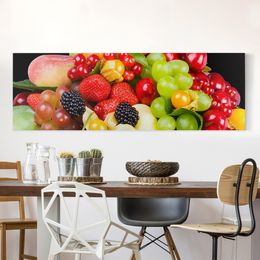 Bilderwelten Leinwandbild - Panorama Obst Mix