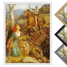 Bilderwelten Bild mit Rahmen originell einzigartig modern inkl. Rahmung - Arthur Hughes - Der Sturz des Rostigen Ritters - Buddha Wohnzimmer Schlafzimmer