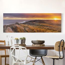 Bilderwelten Leinwandbild - Panorama Sonnenaufgang am Strand auf Sylt