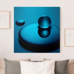 Bilderwelten Leinwandbild Spirituell modern Kunstdruck blau - Wassertropfen auf Wasser - Energiebilder XXL Wohnzimmer Schlafzimmer