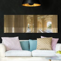 Bilderwelten Leinwandbild - Panorama S&auml;ulen Lichtspiel Barcelona
