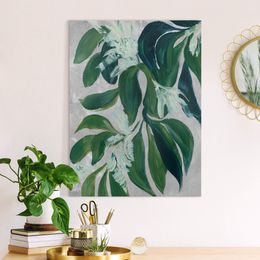 Bilderwelten Leinwandbild Bl&auml;tter und Bl&uuml;ten in Gouache