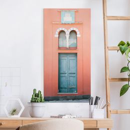 Bilderwelten Leinwandbild Tropisch Kunstdruck rosa - Italienische T&uuml;r - Wandbild XXL Wohnzimmer Schlafzimmer