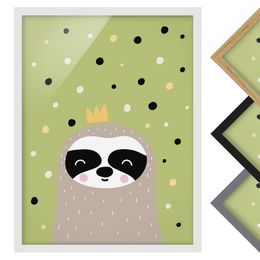 Bilderwelten Bild mit Rahmen Tiere beige Illustration inkl. Rahmung - Das faulste Faultier - Deko Kinderzimmer Baby M&auml;dchen Jungen