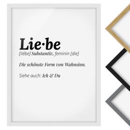 Bilderwelten Bild mit Rahmen Spr&uuml;che schwarz weiss modern inkl. Rahmung - Die Definition von Liebe - Spr&uuml;che Wohnzimmer Schlafzimmer