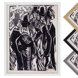 Bilderwelten Bild mit Rahmen originell einzigartig modern inkl. Rahmung - Ernst Ludwig Kirchner - Stra&szlig;enszene - Deko Wohnzimmer Schlafzimmer
