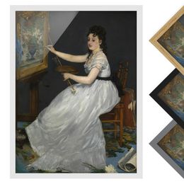 Bilderwelten Bild mit Rahmen Tiere weiss modern inkl. Rahmung - Edouard Manet - Eva Gonzal&egrave;s - Deko Wohnzimmer Schlafzimmer