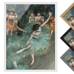 Bilderwelten Bild mit Rahmen originell t&uuml;rkis modern inkl. Rahmung - Edgar Degas - T&auml;nzerinnen in Gr&uuml;n - Deko Wohnzimmer Schlafzimmer