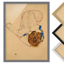 Bilderwelten Bild mit Rahmen - Hochformat Egon Schiele - Nach vorne gebeugter Akt