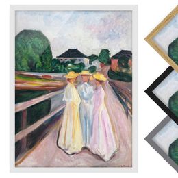 Bilderwelten Bild mit Rahmen originell einzigartig modern inkl. Rahmung - Edvard Munch - Drei M&auml;dchen - Deko Wohnzimmer Schlafzimmer