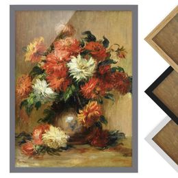 Bilderwelten Bild mit Rahmen - Hochformat Auguste Renoir - Stillleben mit Dahlien