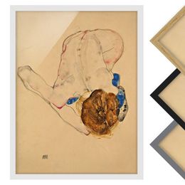 Bilderwelten Bild mit Rahmen - Hochformat Egon Schiele - Nach vorne gebeugter Akt