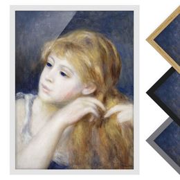 Bilderwelten Bild mit Rahmen originell beige modern inkl. Rahmung - Auguste Renoir - Kopf eines M&auml;dchens - Deko Wohnzimmer Schlafzimmer