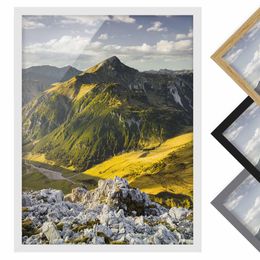 Natur & Landschaft Bild mit Rahmen Berge und Tal der Lechtaler Alpen in Tirol