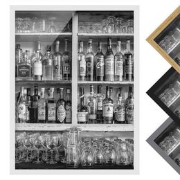 Bilderwelten Bild mit Rahmen Kulinarisch einzigartig Motiv inkl. Rahmung - Bar Schwarz Wei&szlig; - Deko K&uuml;che
